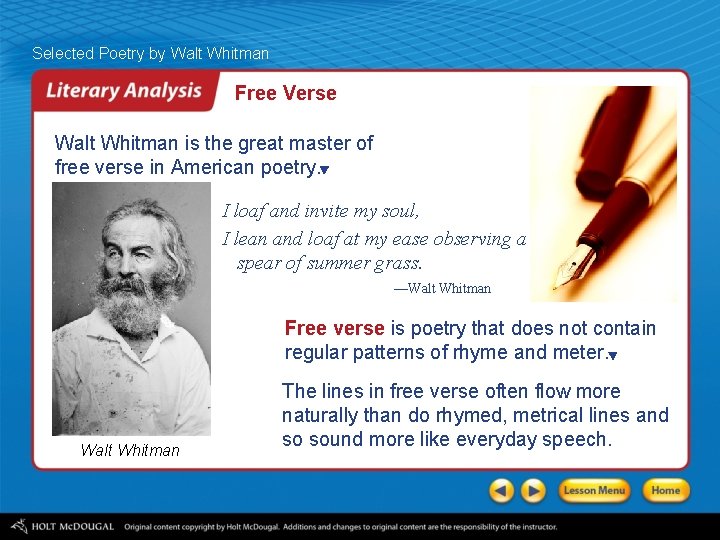 Selected Poetry by Walt Whitman Introducing the Poems