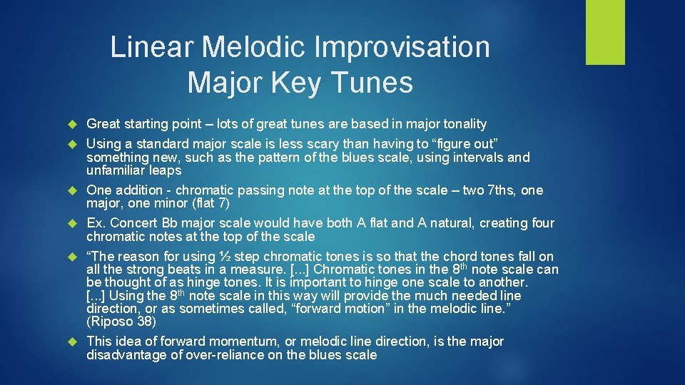 Going Beyond the Blues IDEAS FOR IMPROVING BEGINNER