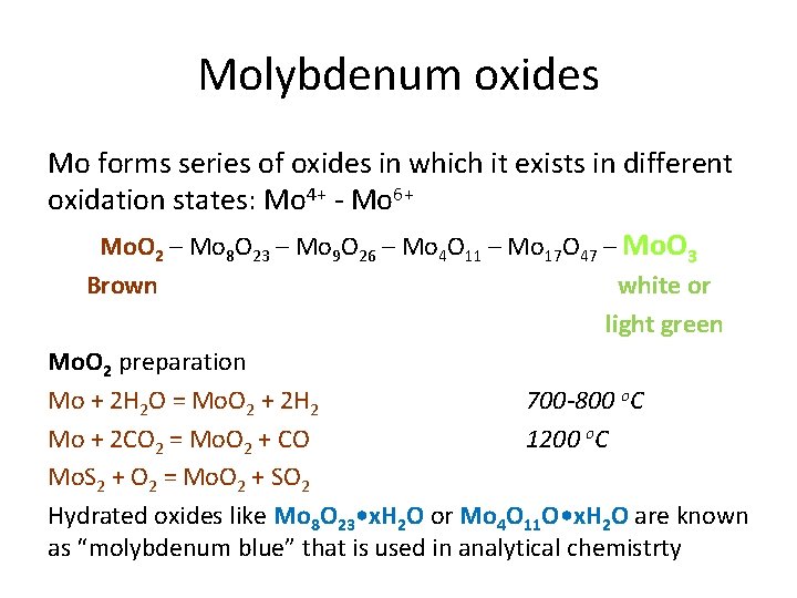 Molybdenum properties and production Roman Boiko National University