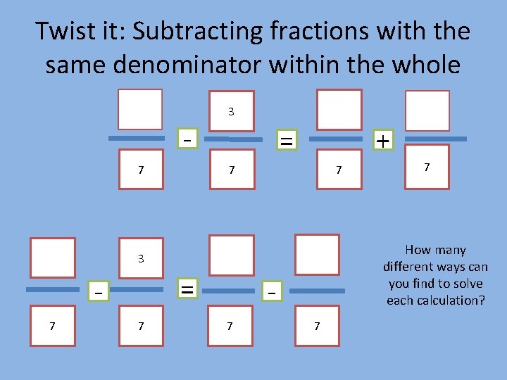 Year 3 Adding and Subtracting Fractions Adding fractions