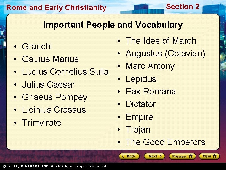 Rome and Early Christianity Section 2 From Republic