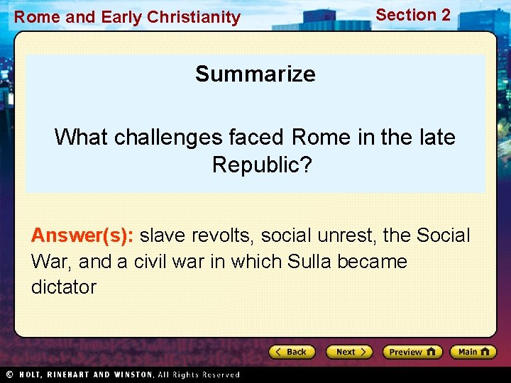 Rome and Early Christianity Section 2 From Republic