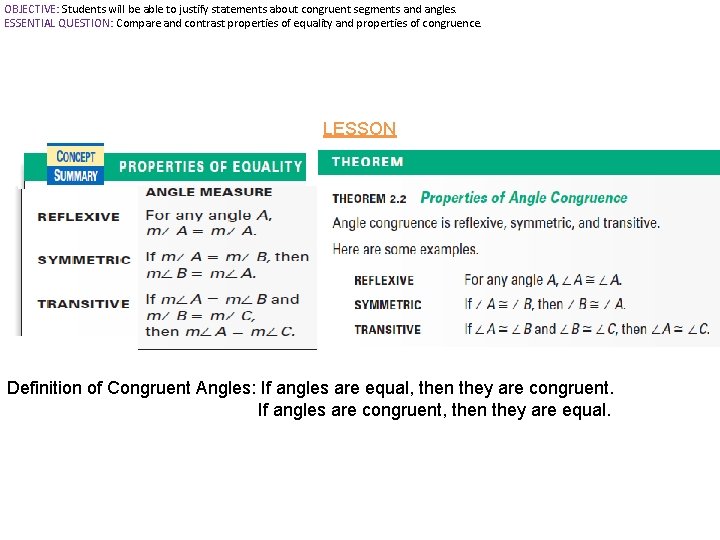 Proving Statements about Segments 26 OBJECTIVE Students will