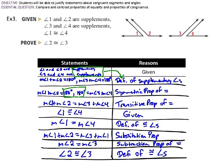 Proving Statements about Segments 26 OBJECTIVE Students will