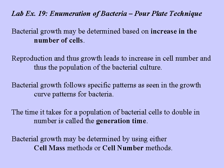 Introduction To Lab Ex 19 Enumeration Of Bacteria