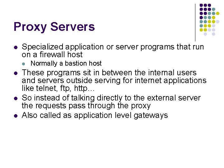 CSCI 530 Lab Firewalls Overview l Firewalls l