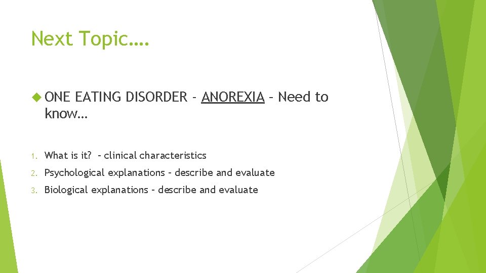 Eating Behaviour Anorexia Evolutionary perspective Distinguish between ...