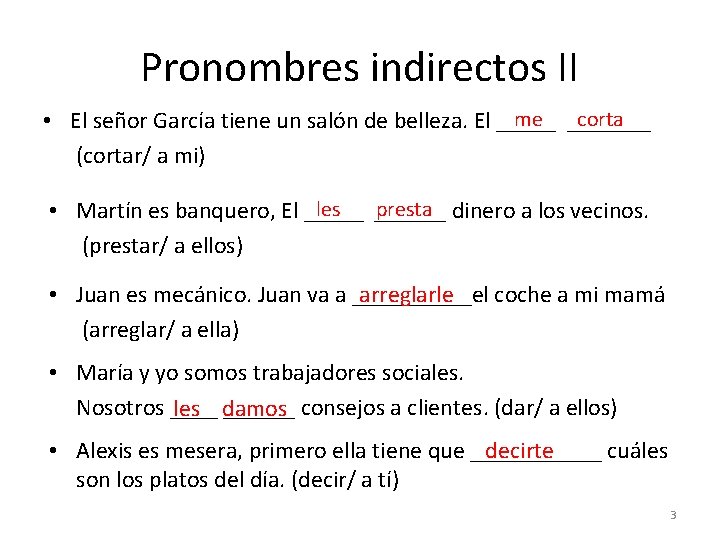 Chapter 2 Grammar 1 Practice Indirect Object Pronouns
