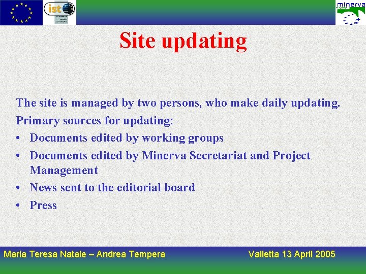 MINERVA KNOWLEDGE BASE AND MINERVA PUBLICATIONS Maria Teresa