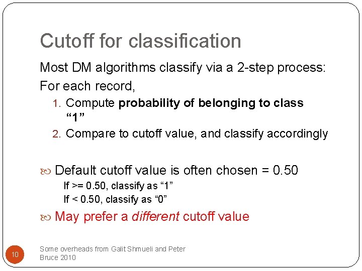 Big Data Analytics Evaluating Classification Performance April 2016