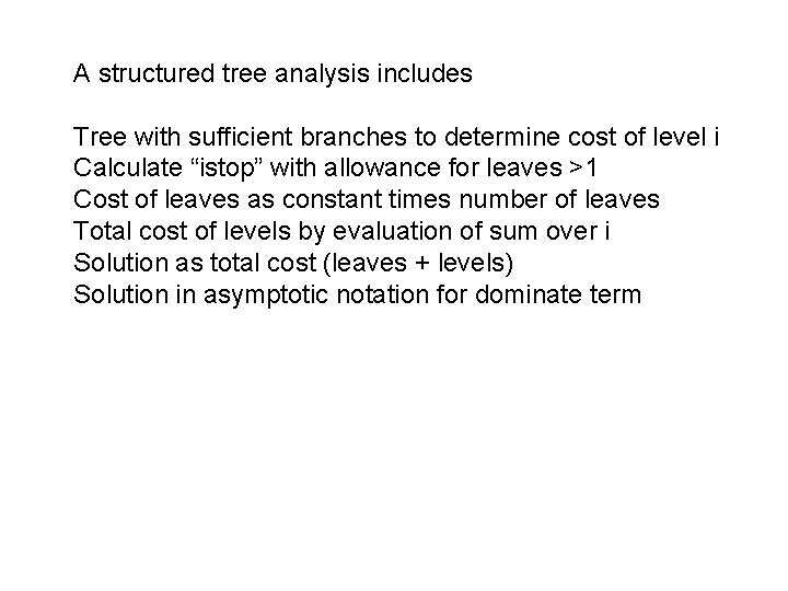 Imbalanced tree analysis Tn Tn3 T2 n3 cn