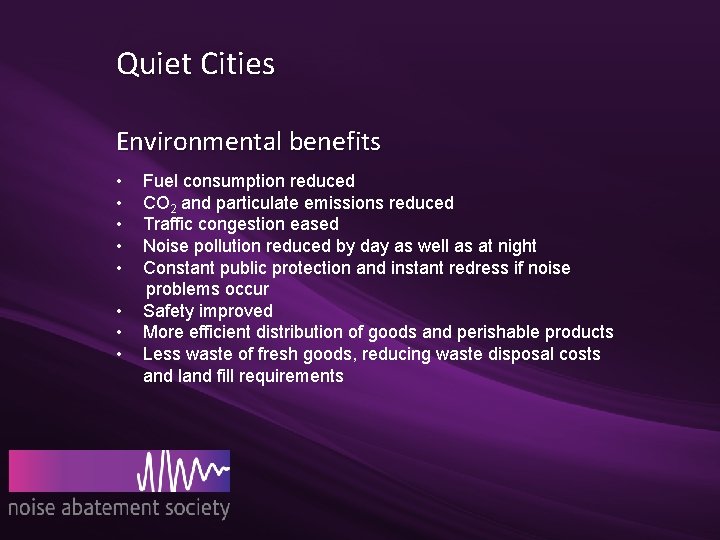 Quiet Cities Gloria Elliott Chief Executive Noise Abatement