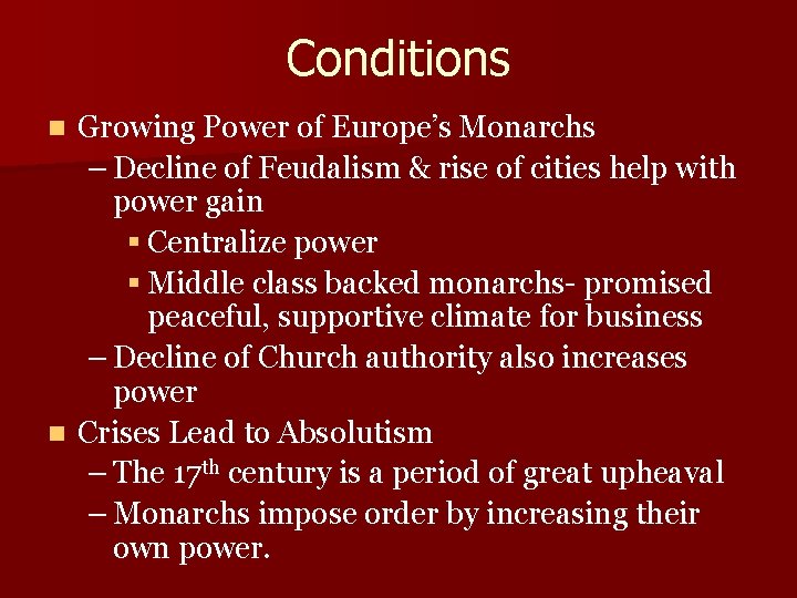 Spains Empire and European Absolutism Chapter 5 Section