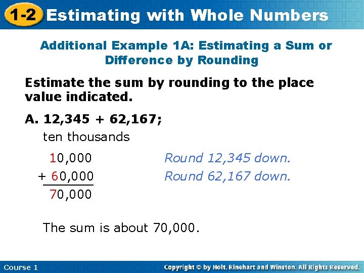 1 2 Estimating with Whole Numbers Warm Up