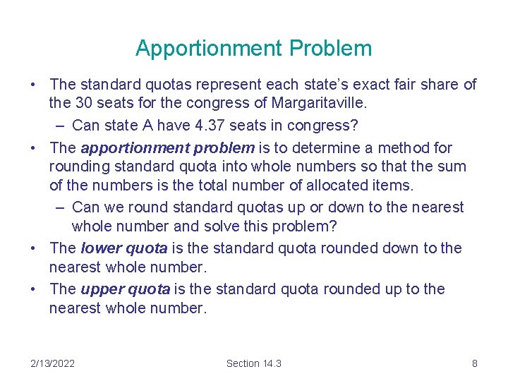 Section 14 3 Apportionment Methods Objectives 1 2