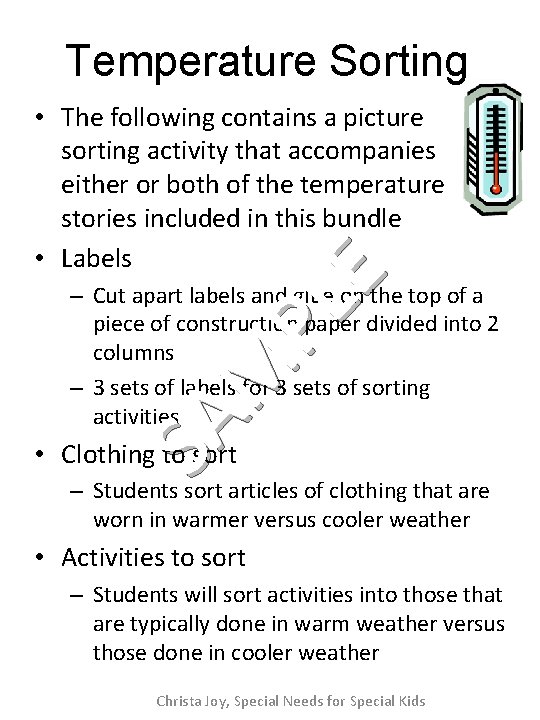 Temperature and Thermometer Preview By Christa Joy Special