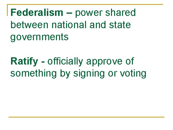 Articles of Confederation Federalism power shared between national