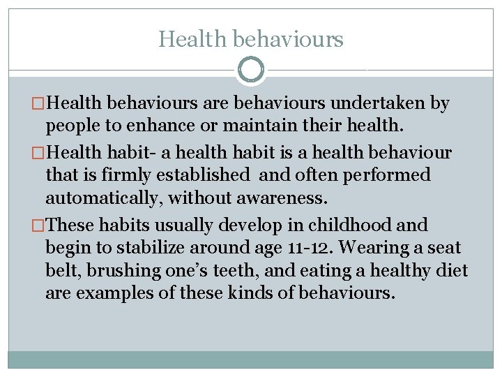 Heath Behaviours Nutrients and its importance A nutrients