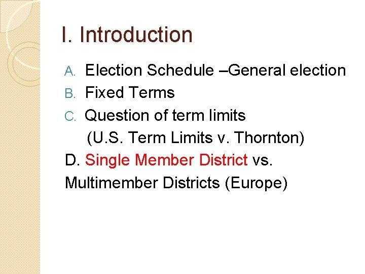 Congressional Elections Unit 2 The Branches Unit 5