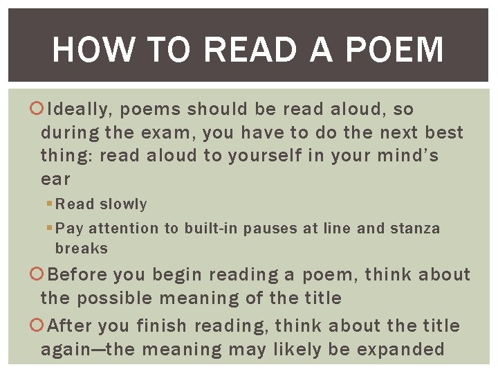 WHAT YOU NEED TO KNOW ABOUT POETRY WHAT