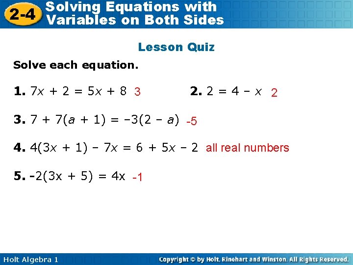 Solving Equations with 2 4 Variables on Both