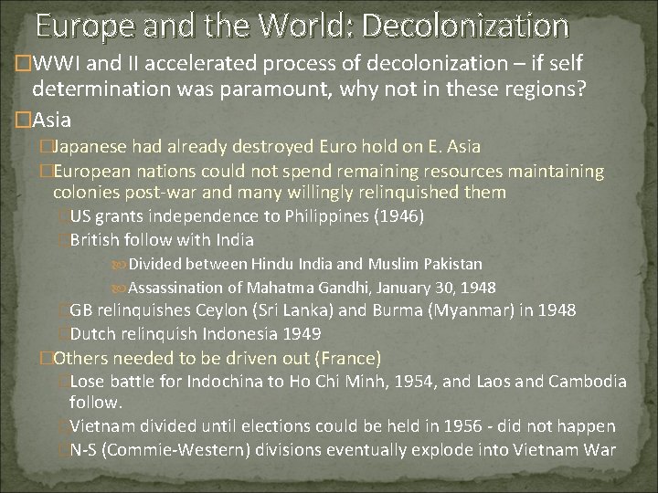 The FINAL CHAPTER Cold War and Beyond Development