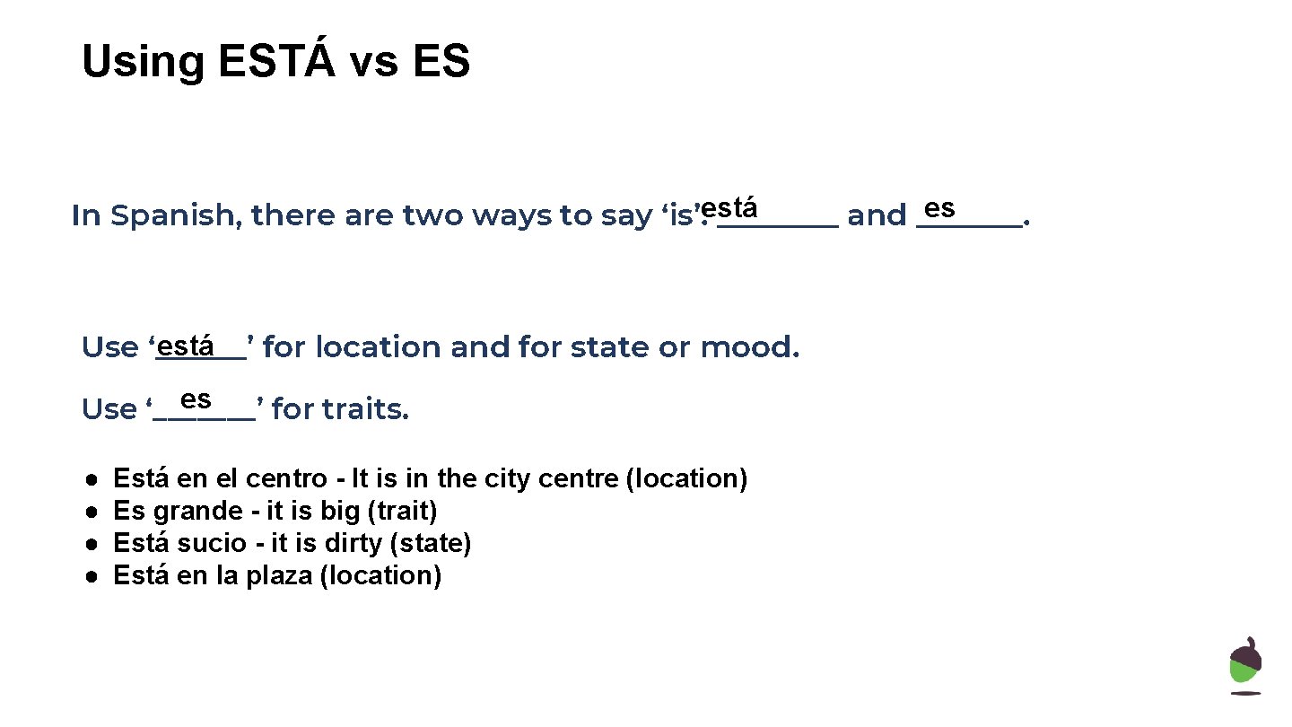 Spanish Talking about places 2 3 Present tense