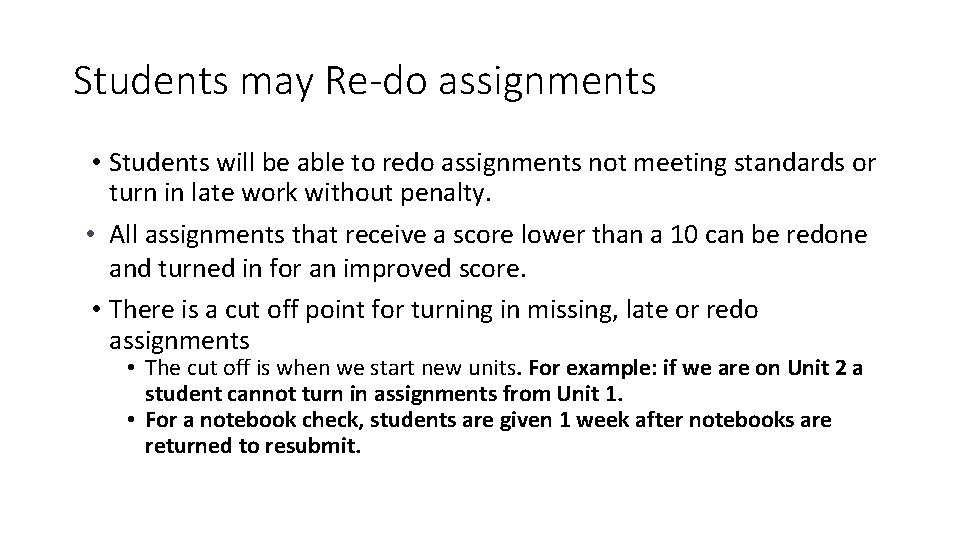 Standards Based Grading Information for Parents and Students