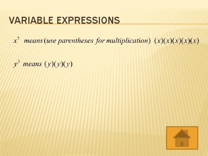 RATIONAL EXPONENTS Basic terminology Substitutio n and evaluating