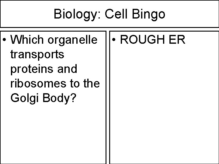 Biology Cell Bingo Name the fluid interior of