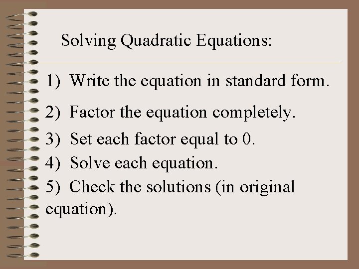 5 2 Solving Quadratic Equations By Factoring Vocabulary