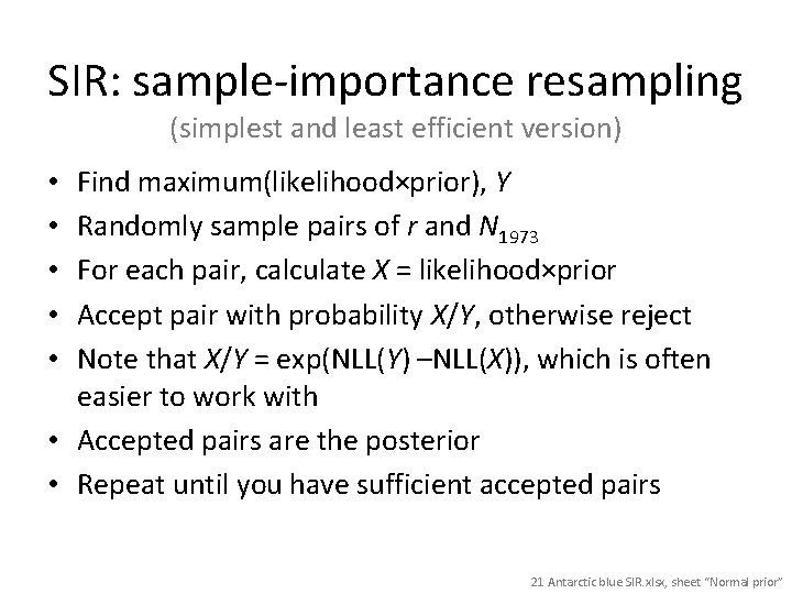 SIR method sampleimportance resampling Problem with grid method