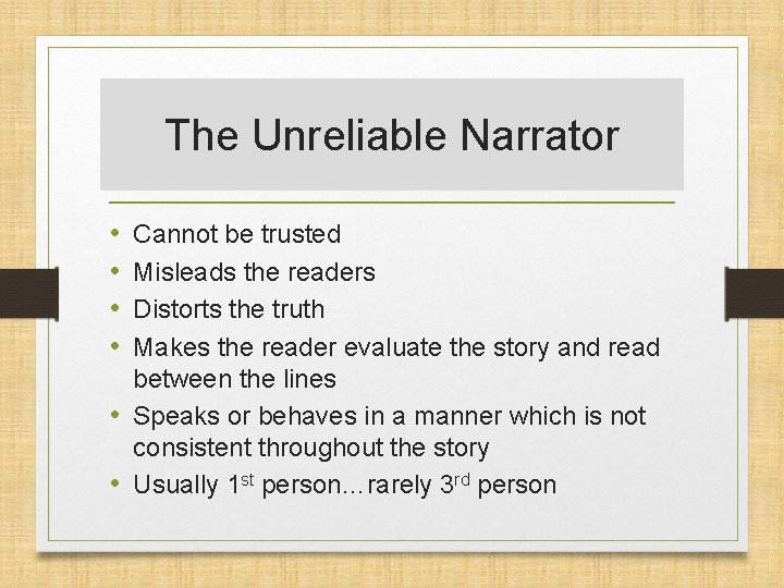 Evaluating Narrator ReliabilityCredibili ty Evaluating Narrator ...