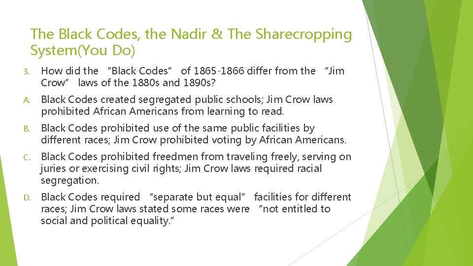 The Black Codes the Nadir the Sharecropping System