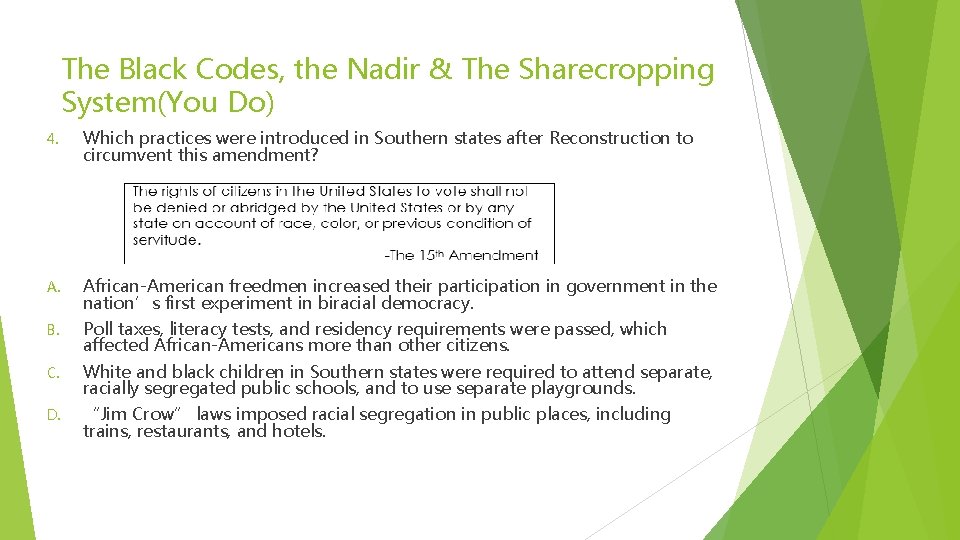 The Black Codes the Nadir the Sharecropping System