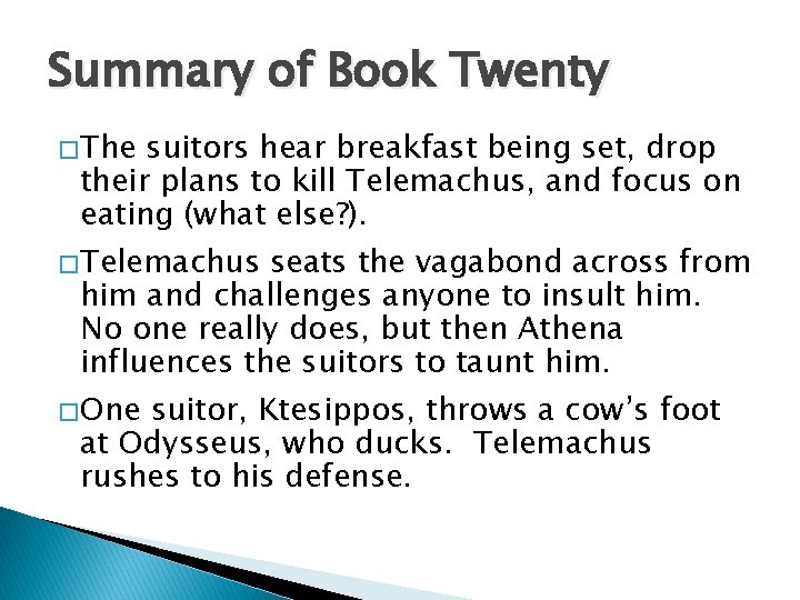 The Odyssey Book Summaries Summary of Book Twenty
