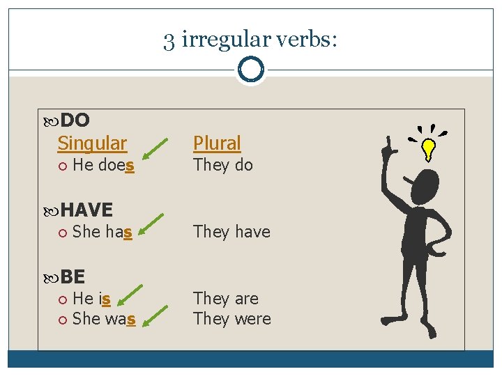 SUBJECTVERB AGREEMENT PART 1 THE BASICS Subjects Verbs