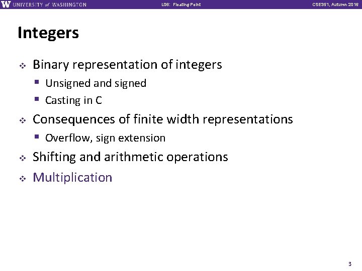 L 01 Intro L 06 Combinational Floating Point