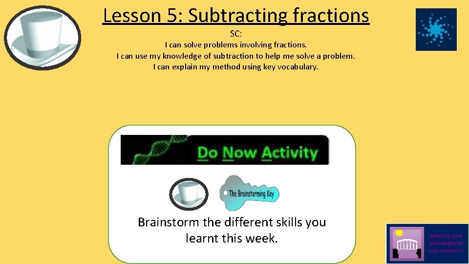 Our learning this week Monday Subtracting fractions using