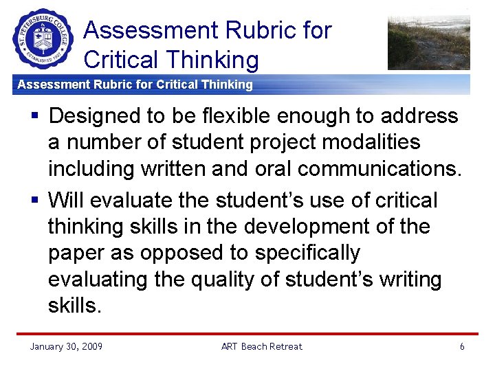 Assessment Rubric for Critical Thinking Academic Round Table