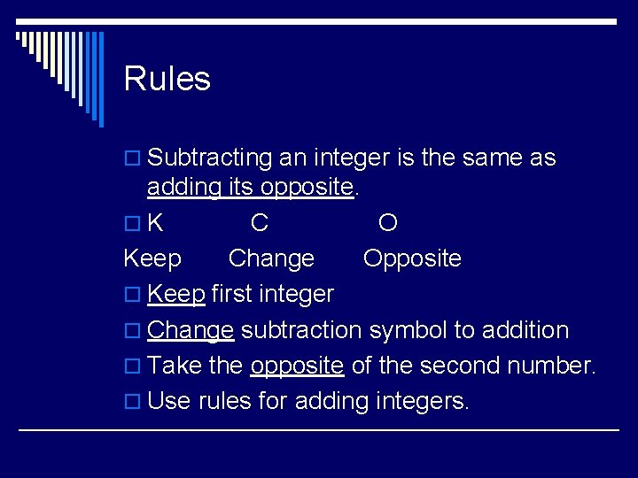 Subtracting Integers Chapter 11 4 Using a number