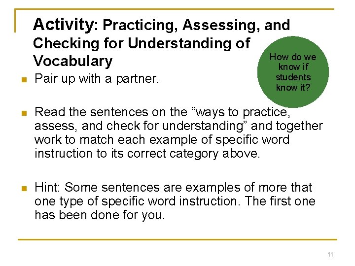 Vocabulary Instruction for Diverse Learners Portland State University