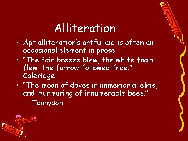 Figurative Language Vocabulary List 1 Alliteration The repetition