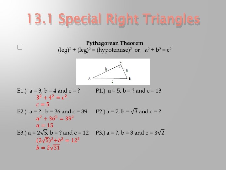 UNIT 8 TRIGONOMETRY Textbook Chapter 13 Assignment Sheet