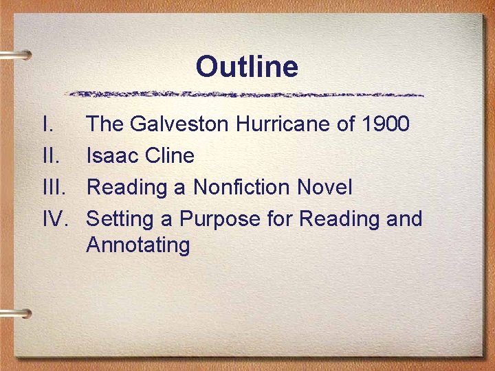 Isaacs Storm by Erik Larson Introductory Notes English