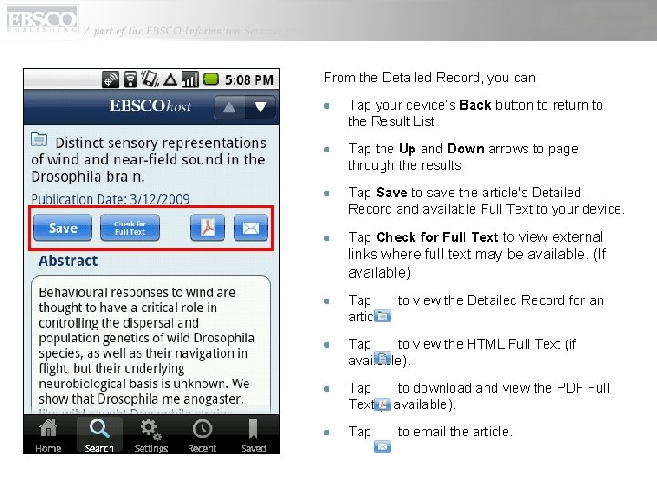 The EBSCOhost Android Application Tutorial support ebsco com