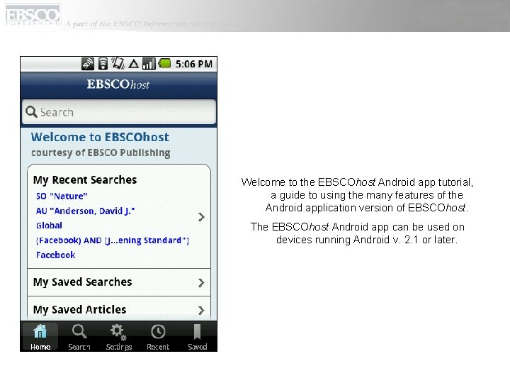 The EBSCOhost Android Application Tutorial support ebsco com