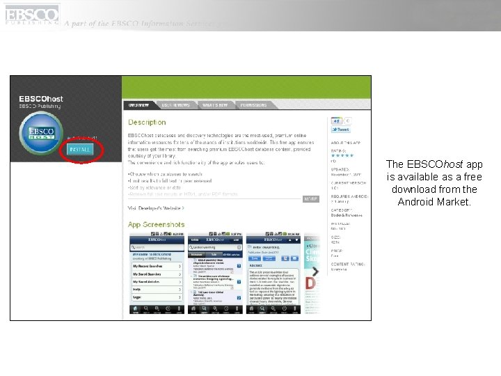 The EBSCOhost Android Application Tutorial support ebsco com