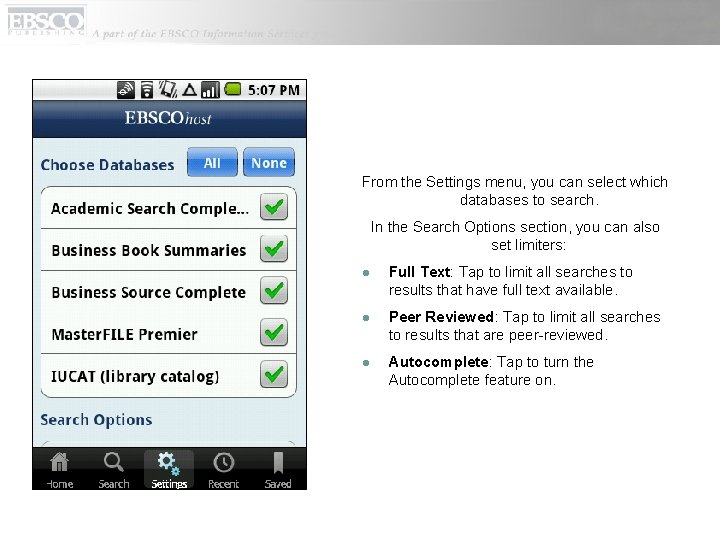 The EBSCOhost Android Application Tutorial support ebsco com