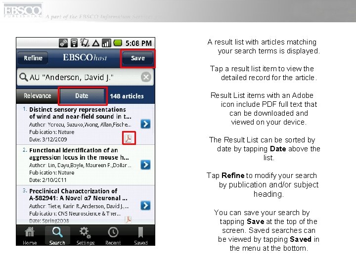 The EBSCOhost Android Application Tutorial support ebsco com